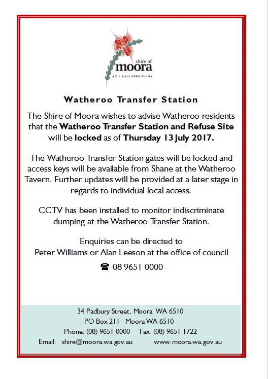 News Story - Watheroo Transfer Station » Shire of Moora